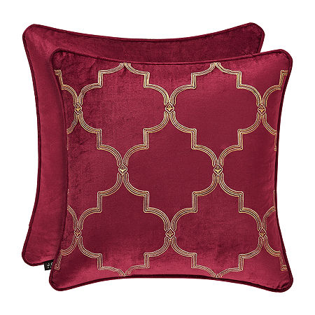 J Queen New York Maribella Embellished Decorative Pillow  18 x 18 - Crimson