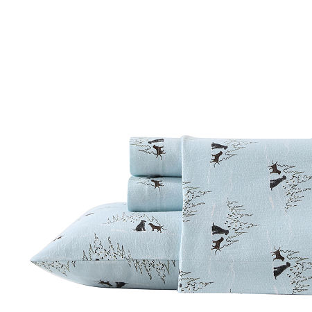 Eddie Bauer Printed Cotton Flannel 3-Pc. Sheet Set  Twin - Dog Friends Blue