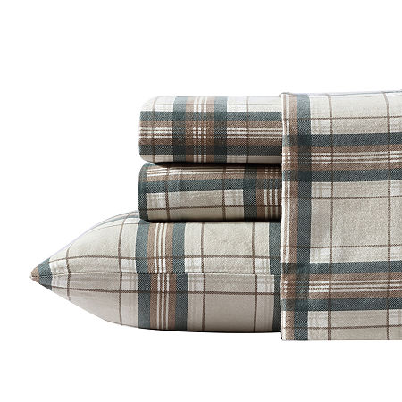 Eddie Bauer Printed Cotton Flannel 3-Pc. Sheet Set  Twin - Edgewood Dark Green