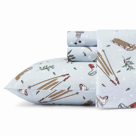 Eddie Bauer Printed Cotton Flannel 4-Pc. Sheet Set  King - Snow Days