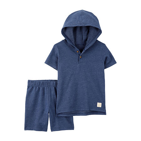 Carters Toddler Boy Solid 2-Piece Hoodie & Shorts Set - Blue