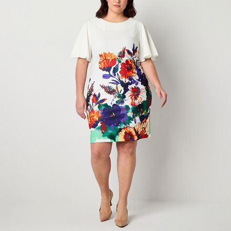 Click here for Maya Brooke Womens Plus Short Sleeve Midi Floral S... prices