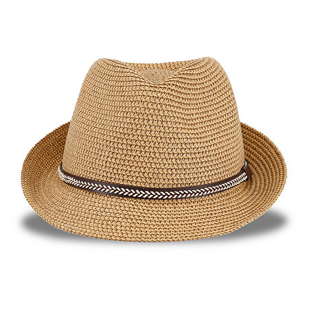 Levis Mens Two-Tone Straw Fedora Hat - Tan