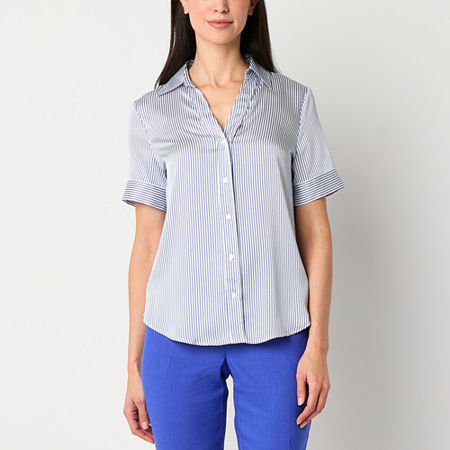 Click here for Worthington Womens Short Sleeve Fitted Button-Down... prices