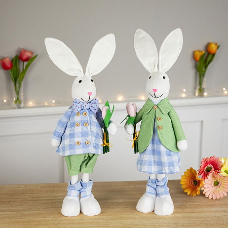 Click here for Northlight 19 Bunny Couple In Matching Checkered O... prices