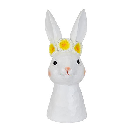 Click here for Northlight 9 White Bunny Bust With Daisy Flower Cr... prices