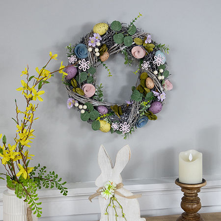 Click here for Northlight 13 Speckled Eggs And Flowers Wreath  On... prices