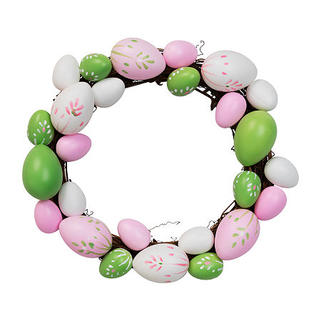 Click here for Northlight 10 Pink/Green Easter Egg Grapevine Wrea... prices