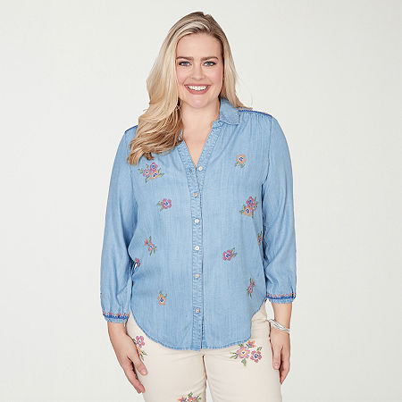 Click here for Alfred Dunner Womens 3/4 Sleeve Blouse  Small  Blu... prices