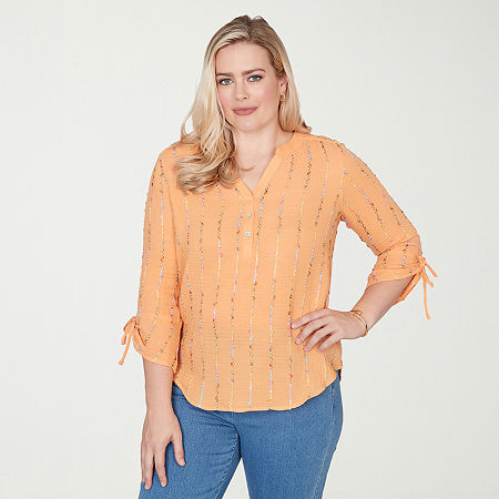 Click here for Alfred Dunner Womens Split Crew Neck 3/4 Sleeve Bl... prices