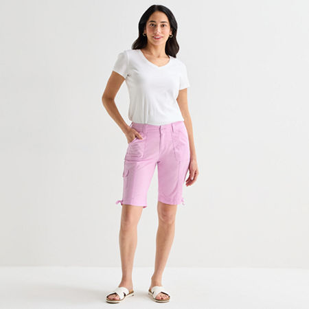 Click here for St. Johns Bay Womens Cargo Bermuda Short  6  Pink prices