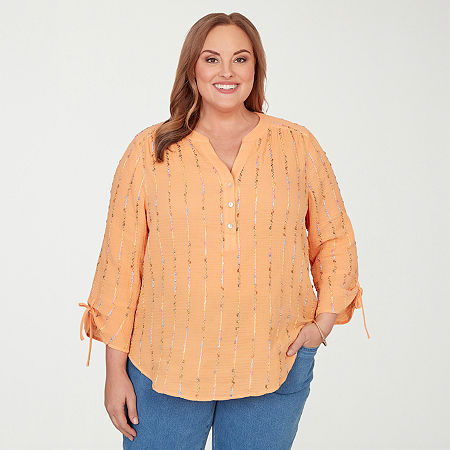 Click here for Alfred Dunner Womens Plus Split Crew Neck 3/4 Slee... prices