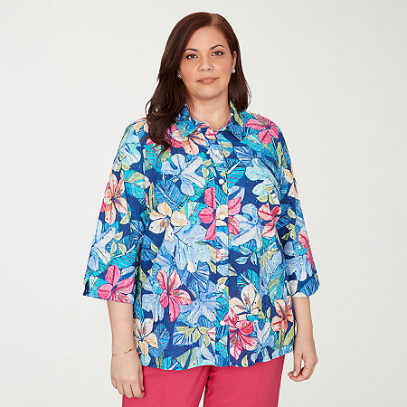 Click here for Alfred Dunner Womens Plus Cuffed 3/4 Sleeve Button... prices