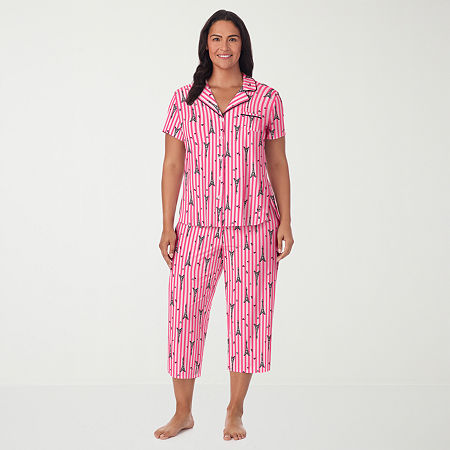 Click here for Cuddl Duds Womens V-Neck Short Sleeve 2-pc. Plus P... prices