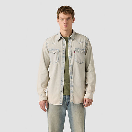 Click here for Levis Mens Long Sleeve Western Shirt  Medium  Blue prices