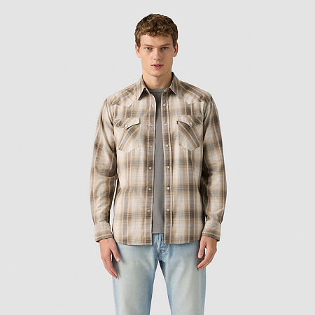 Click here for Levis Mens Long Sleeve Western Shirt  Medium  Brow... prices