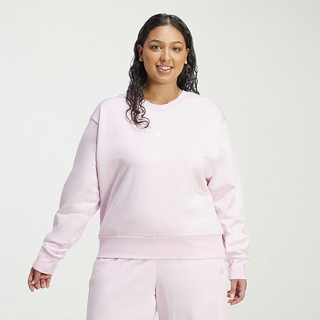 adidas Plus Size Essentials Small-Logo Fleece Sweatshirt - Brght Pink