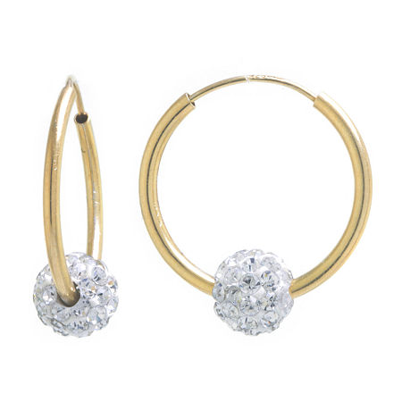 Athra 14kt. Gold Over Silver 16mm Hoop w/ Crystal Ball Earrings