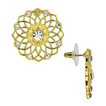 Click here for 1928 Gold Tone Crystal 1 Inch Round Stud Earrings... prices