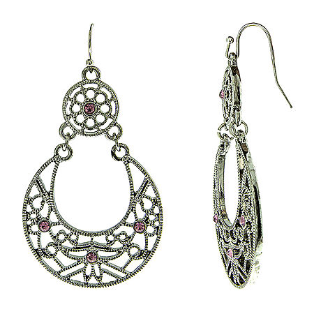 Click here for 1928 Silver Tone Drop Earrings  One Size  Purple prices