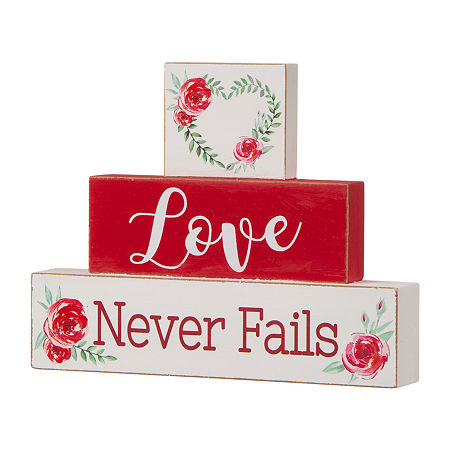 Glitzhome Valentines Block Table Decor - Multi