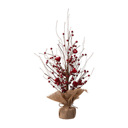 Glitzhome Valentines Berry Heart Table Tree - Red