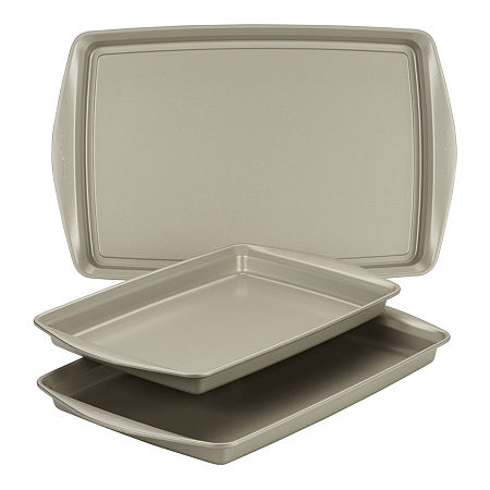 Rachael Ray Nonstick Bakeware 3-Pc. Cookie Pan Set  Silver - Silver