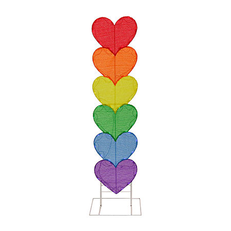Click here for National Tree Co. 63 Stacked Rainbow Fabric Hearts... prices