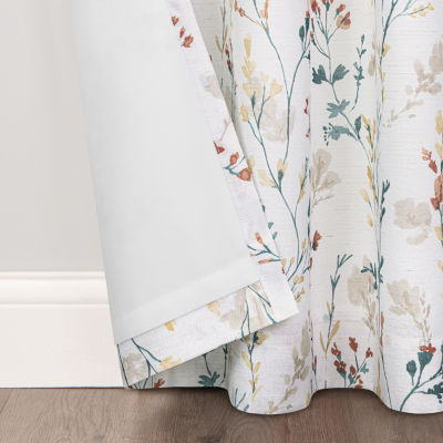 Fieldcrest Catalina Print Grommet Top Light-Filtering Single Curtain ...