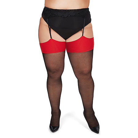 MeMoi Backseam Cuban Heel Thigh Highs Plus  7x  Red