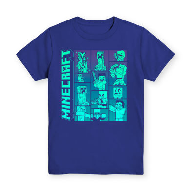 Little & Big Boys Crew Neck Short Sleeve Minecraft Graphic T-Shirt ...