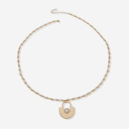 Click here for a.n.a Two Tone Hammered Womens 32 Inch Pendant Nec... prices