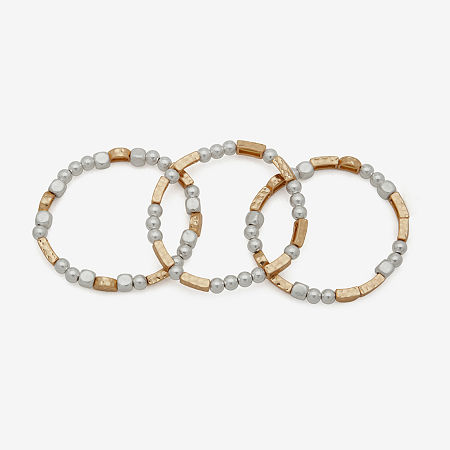 Click here for a.n.a Two Tone Hammered Womens 3-pc. Bracelet Set... prices
