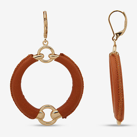 Click here for Worthington Gold Tone Cognac Leather Womens Drop E... prices