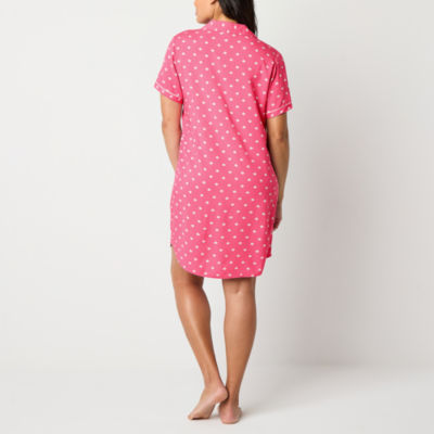 Liz Claiborne Womens Poplin Short Sleeve Nightshirt - JCPenney