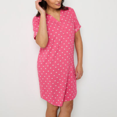 Liz Claiborne Womens Poplin Short Sleeve Nightshirt - JCPenney