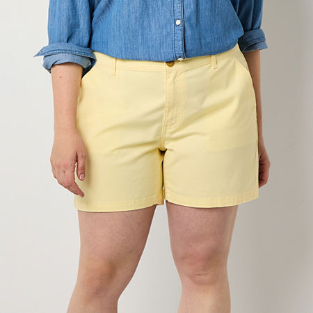 Click here for a.n.a Womens 6 Mid Rise Chino Short-Plus  28w  Yel... prices