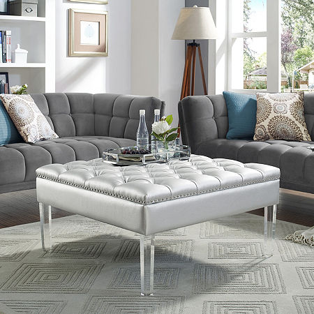 Click here for Coco Tufted Ottoman  One Size  Silver prices