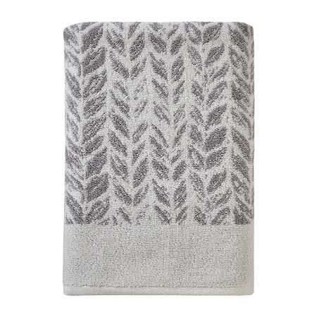 Skl Home Distressed Leaves Turkish Cotton Bath Towel  54 x 28 - Gray