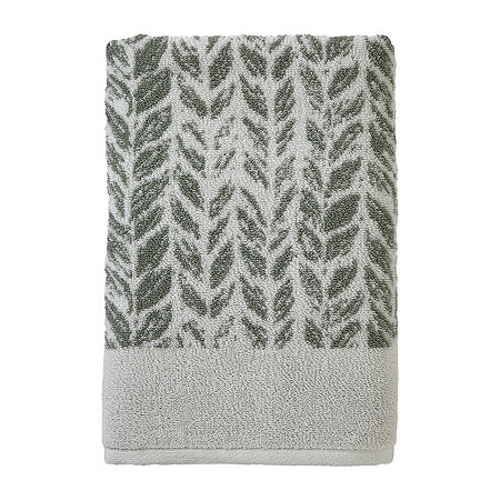 Skl Home Distressed Leaves Turkish Cotton Bath Towel  54 x 28 - Sage