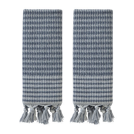 Skl Home Long Borough Turkish Cotton 2 Piece Hand Towel Set  26 x 16 - Denim Blue