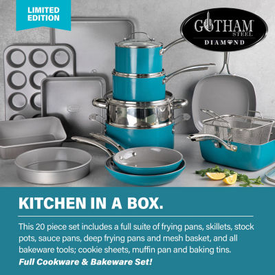 Gotham Steel Aqua Blue 20-pc. Nonstick Cookware and Bakeware Set, Color ...