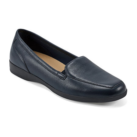 Easy Spirit Womens Devitt Slip-On Loafer Flats - Navy Leather