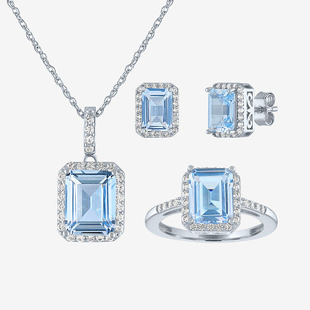 Click here for Womens Simulated Blue Aquamarine Sterling Silver 3... prices