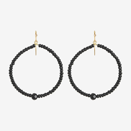 Click here for Mixit Gold Tone Womens Black Glass Round Drop Earr... prices