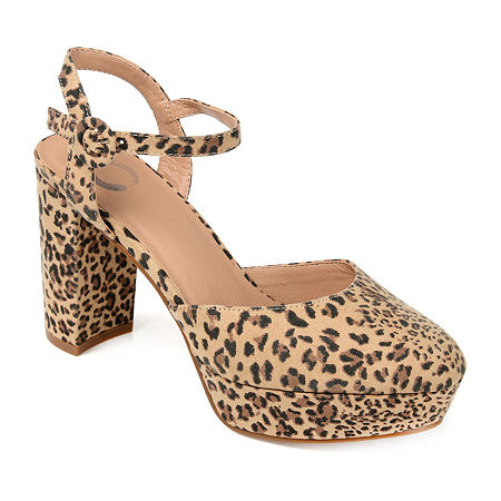 Journee Collection Womens Roslynn Platform Block Heel Dress Pumps - Leopard