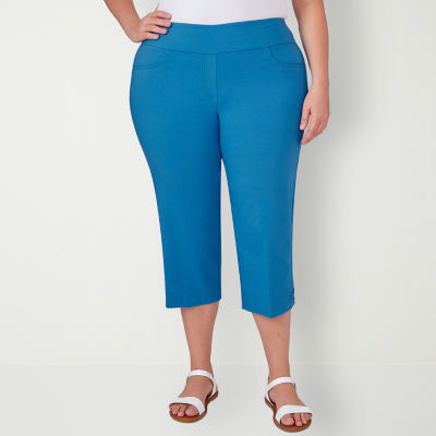 Hearts Of Palm Mid Rise Plus Capris, Color: Medium Blue - JCPenney