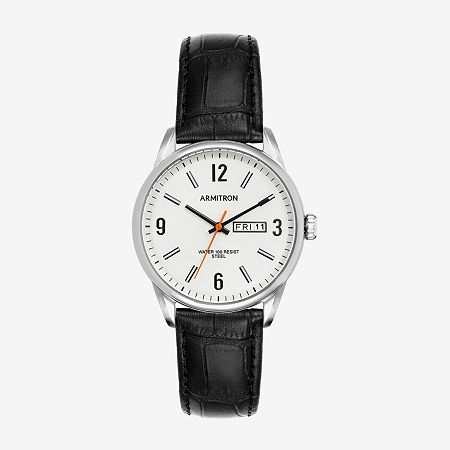 Click here for Armitron Mens Black Leather Strap Watch 20 5048wts... prices