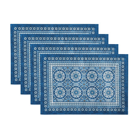 Click here for Vietri Medallion Blue Block Print Stain Water Resi... prices