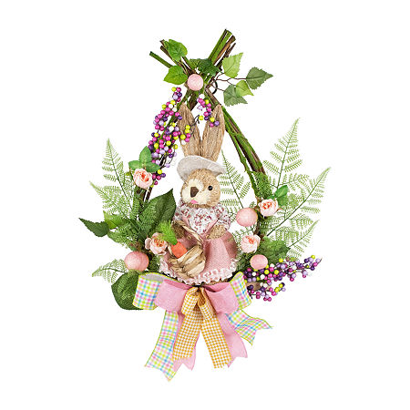 Click here for Northlight 22 Pink Flower Bunny Moss Vines Unlit W... prices